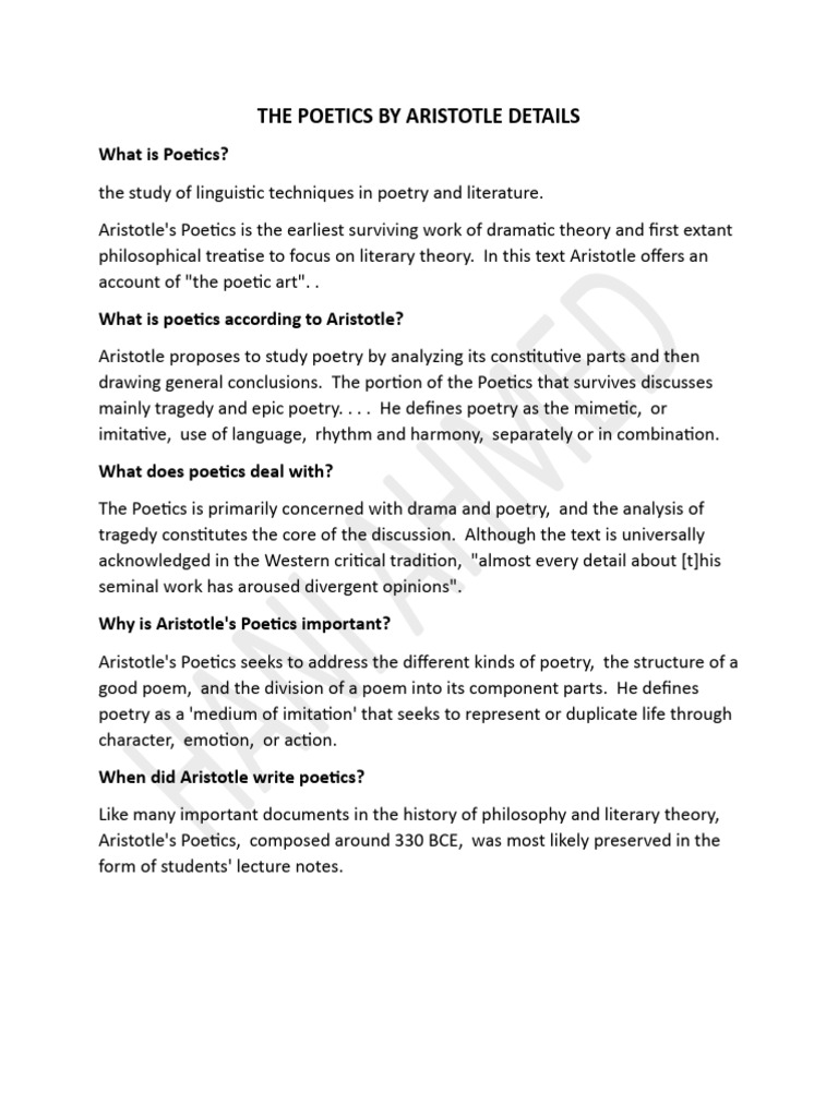 Aristotle's Poetics: A Study of Tragedy | PDF | Poetics (Aristotle) | Tragedy