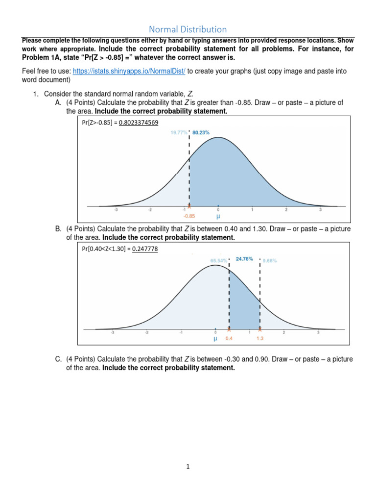 Normal Distribution Probability Exercises | PDF | Standard Deviation ...