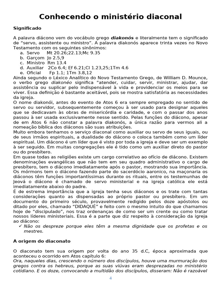 Entendendo o Ministério Diaconal | PDF | Diácono | Jesus