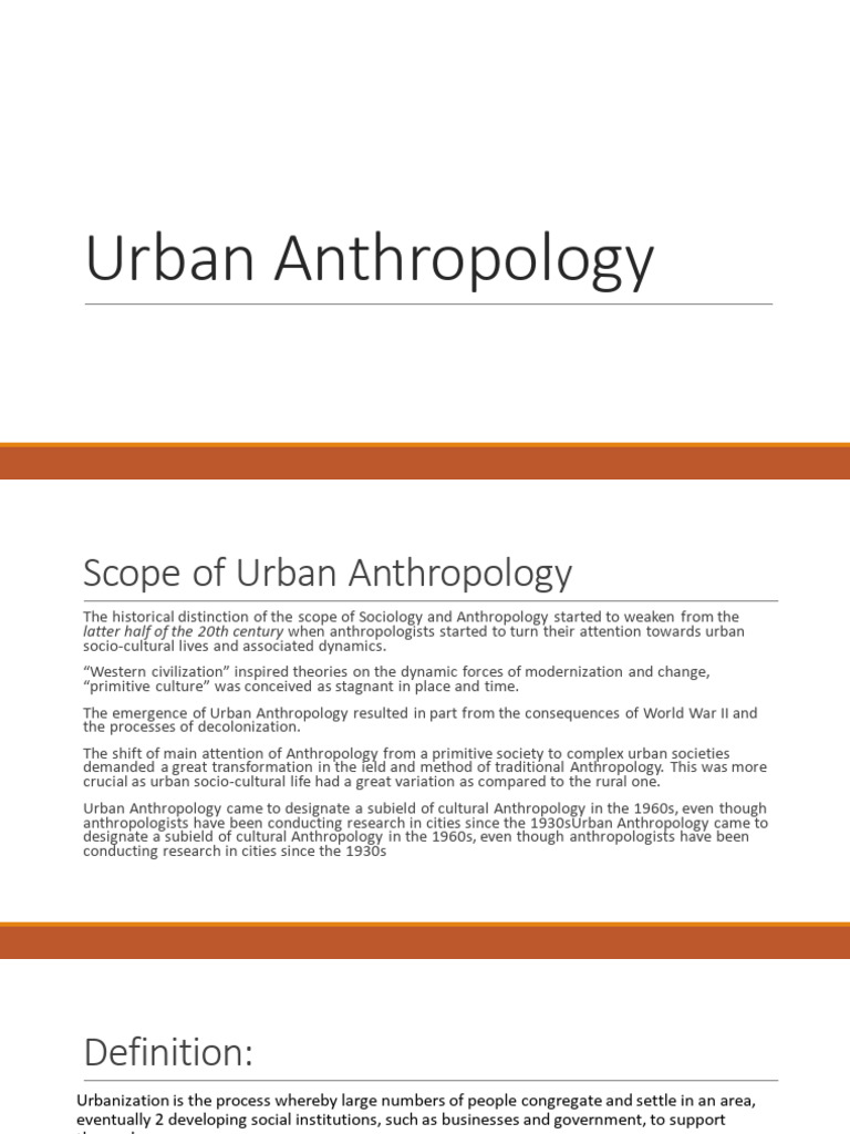 I am sharing 'Urban Anthropology' with you | PDF | Anthropology ...