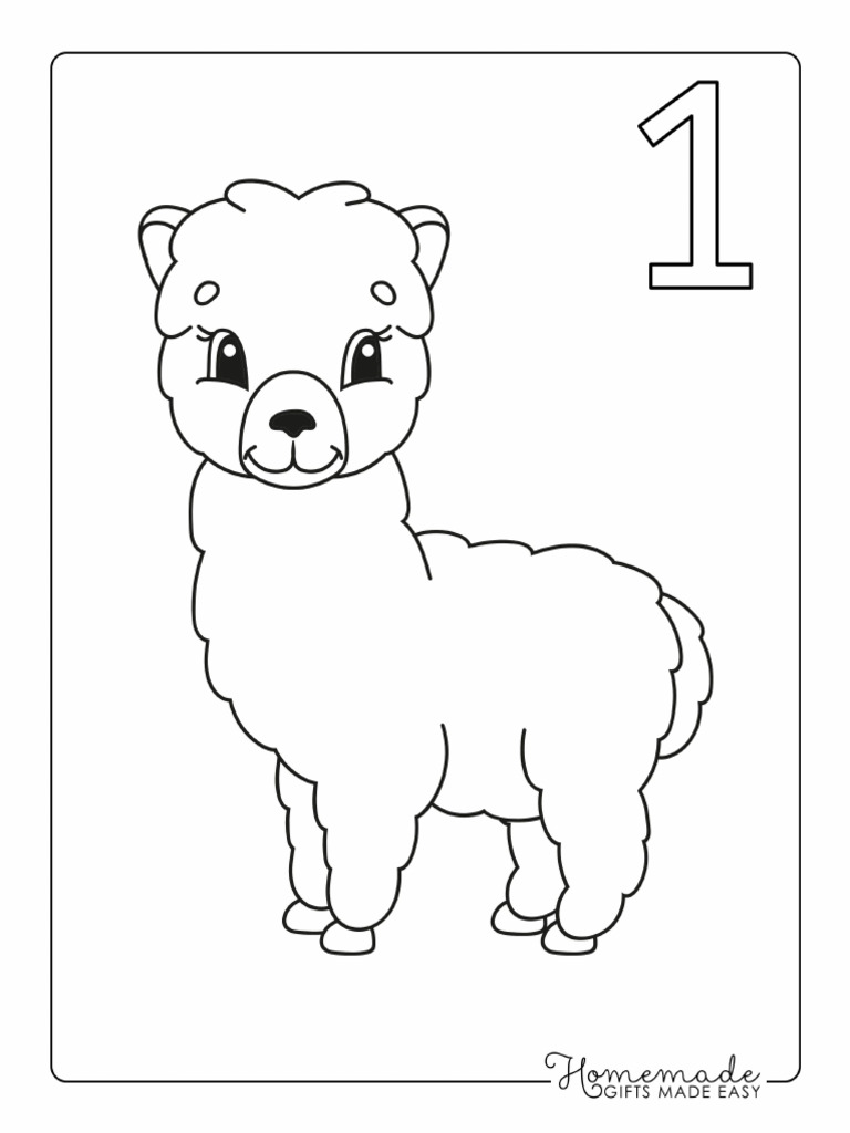 Coloring Sheets For Kindergartners Numbers 1 Alpaca | PDF