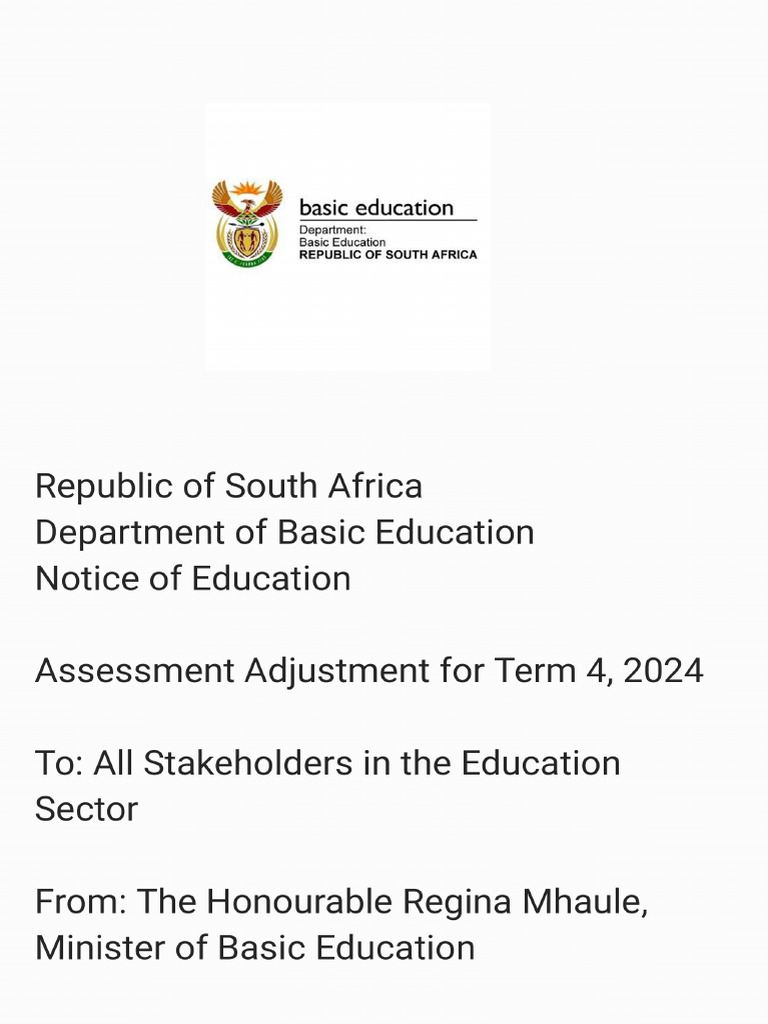 Department of Education Term 4 2024 Examination Written Notice | PDF