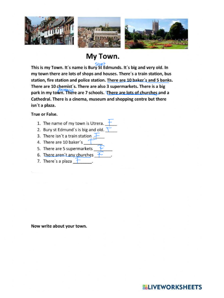 Reading Comprehension 11 - In My Town | PDF