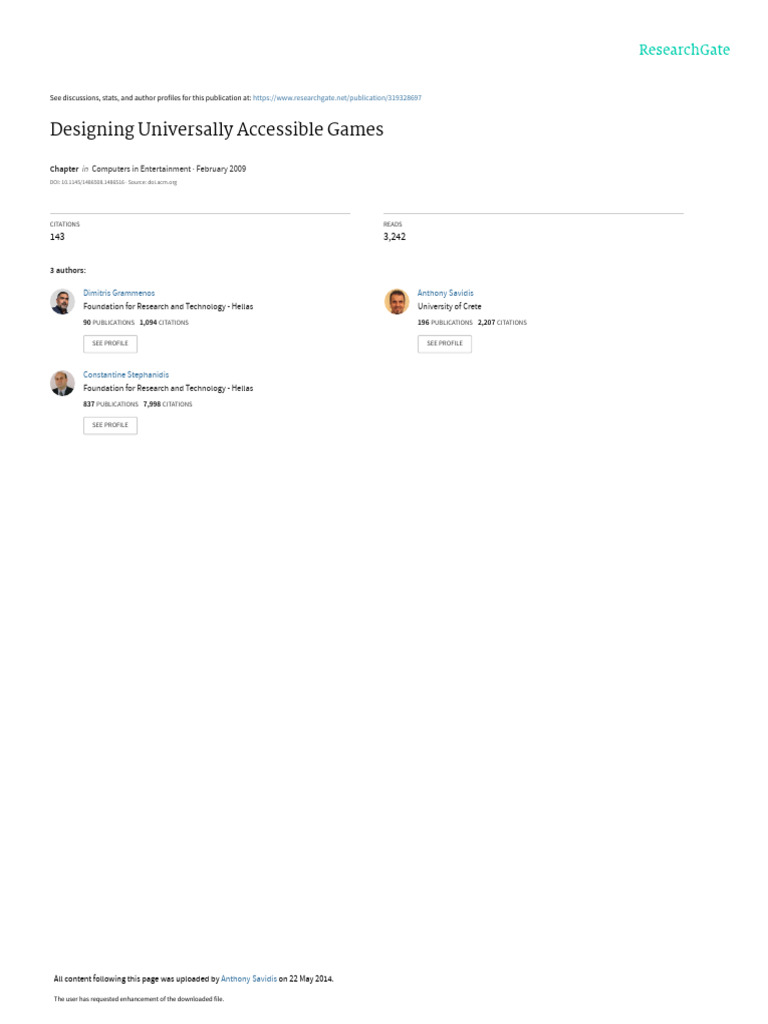 Designing Universally Accessible Games | PDF | Accessibility | Usability