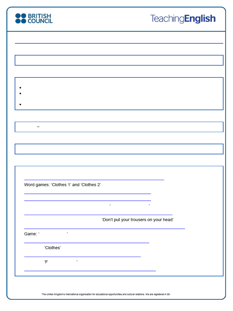 Clothes Vocabulary Lesson Plan | PDF | Lesson Plan | Flashcard