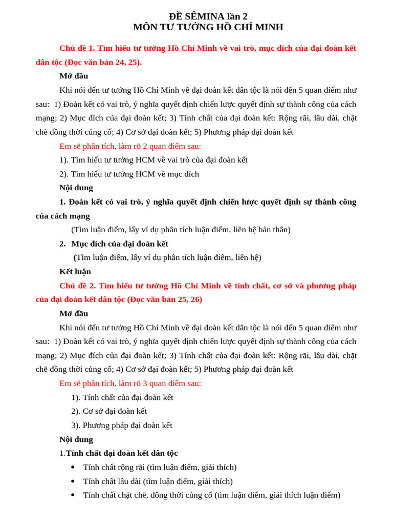 HƯỚNG DẪN SEMINA 2- TTHCM | PDF
