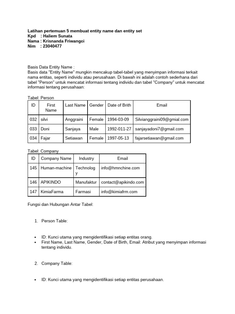 Membuat Entity Name dan Set Data | PDF