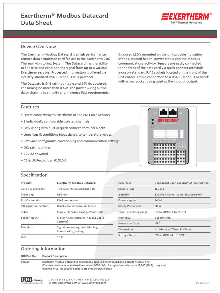 Exertherm® Modbus Datacard | PDF | Physical Layer Protocols | Computer ...