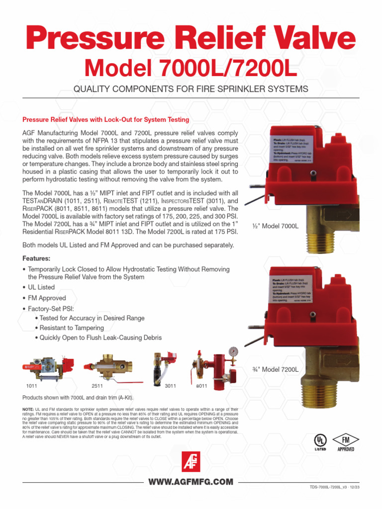 CutSheet-M7000L-7200L-v2 | PDF | Valve | Fire Sprinkler System