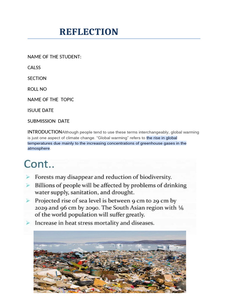 Social Refelection and Projescts and Slipetests | PDF | Climate Change ...