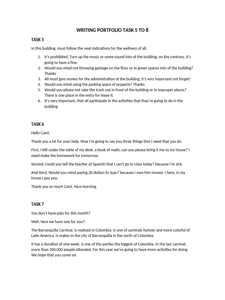 Writing Portfolio Task 5 To 8 Smart - Juliani Carolina Gomez | PDF | Law