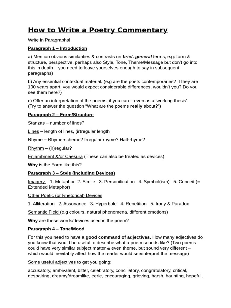 How to Write a Poetry Commentary | PDF | Poetry | Poetics