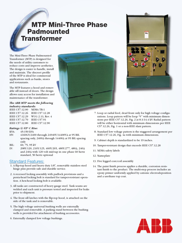 MTP Mini-Three Phase | PDF | Transformer | Electric Power