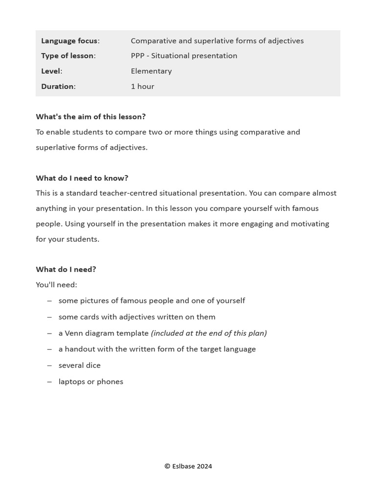 comparative_adjectives_lesson_plan | PDF | Adjective | Consonant