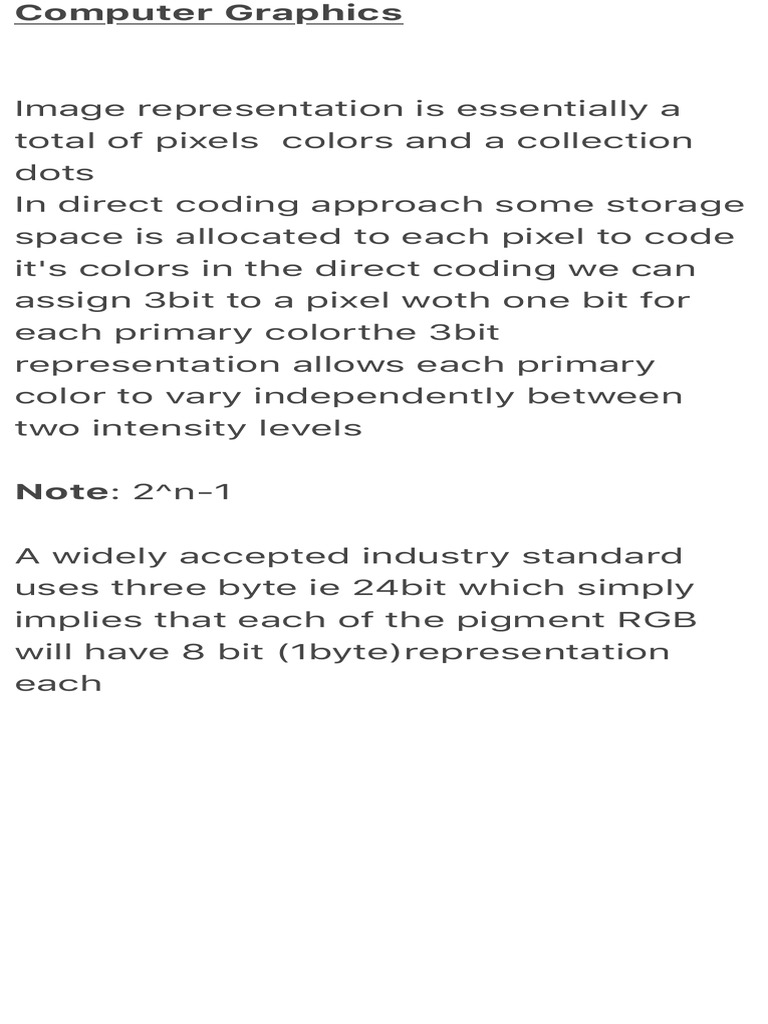 Computer Graphics: Image Representation | PDF | Computers | Technology ...