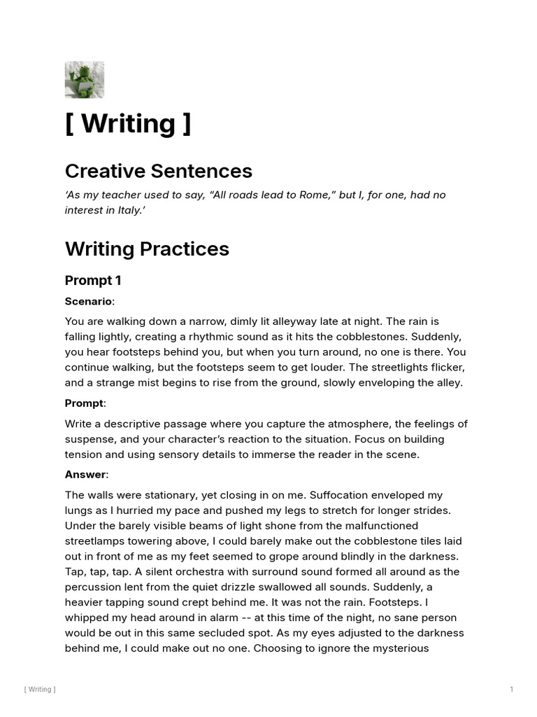 Creative Writing Prompts and Responses | PDF | Poetry