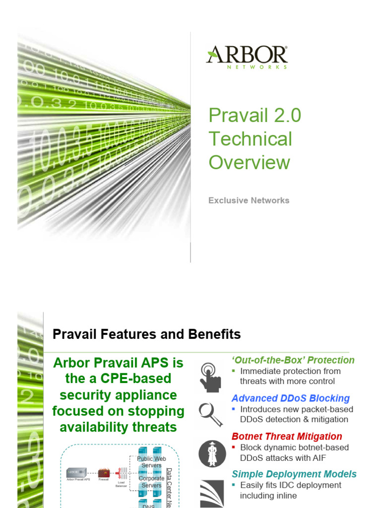 Arbor Pravail 2.0 DDoS Protection Overview | PDF | Denial Of Service ...