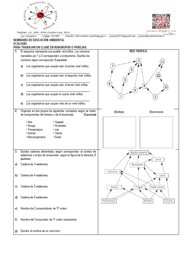 Práctica de Cadenas y Redes Alimenticias | PDF