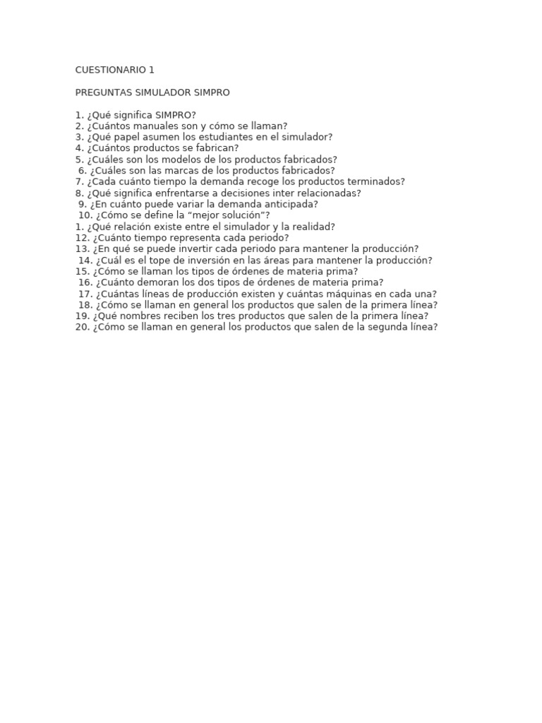 CUESTIONARIO 1 | PDF