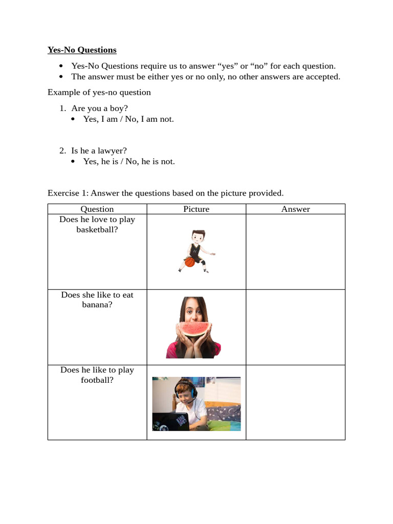 Yes No Question | PDF