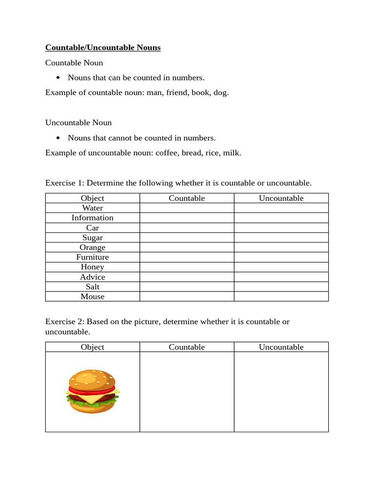 Countable or Uncountable Nouns | PDF | Self-Improvement