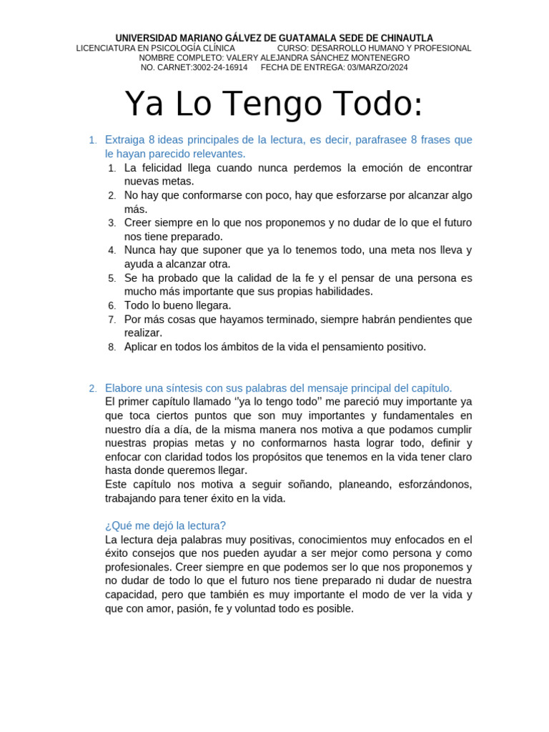 Ya Lo Tengo Todo (CAPITULO 1) | PDF