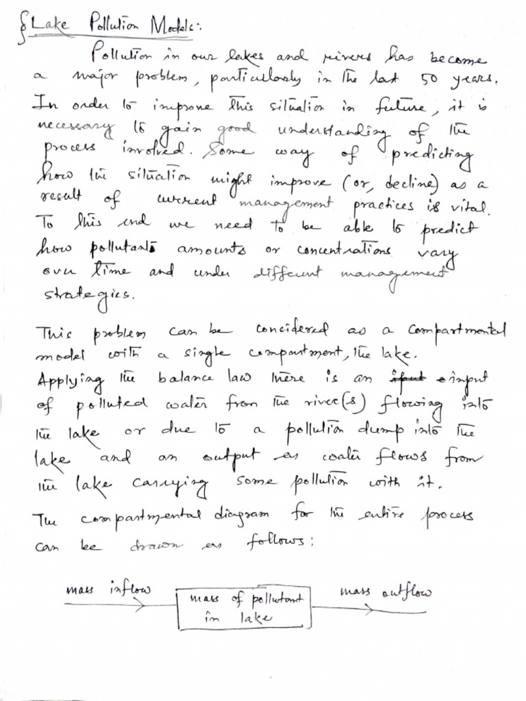 Unit-2 Diff. Equation (Lake Pollution Model) | PDF