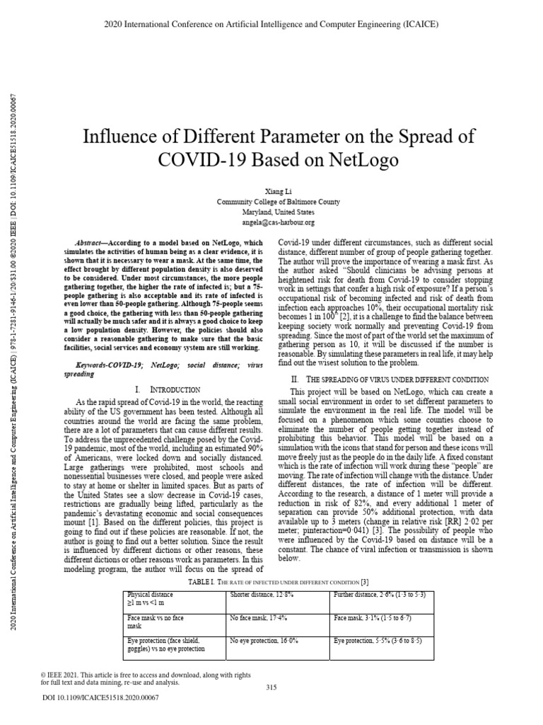 Influence of Different Parameter On The Spread of COVID-19 Based On ...