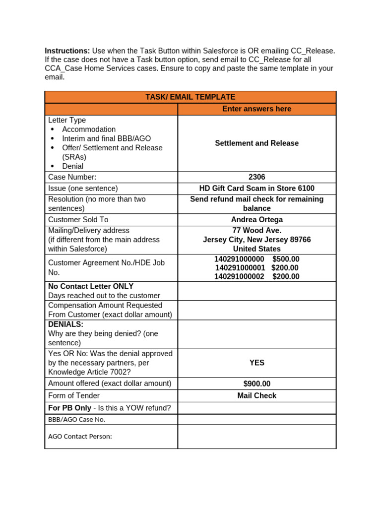 OSTLetter Case Customer Name Example | PDF