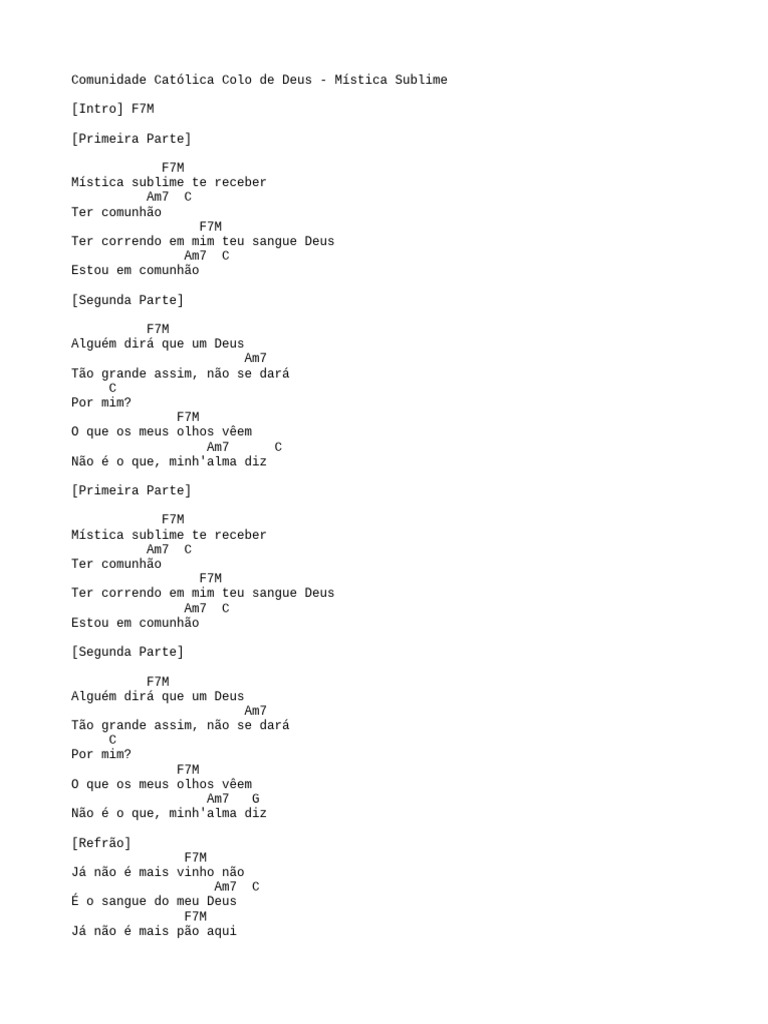 Comunidade Católica Colo de Deus - Mística Sublime | PDF