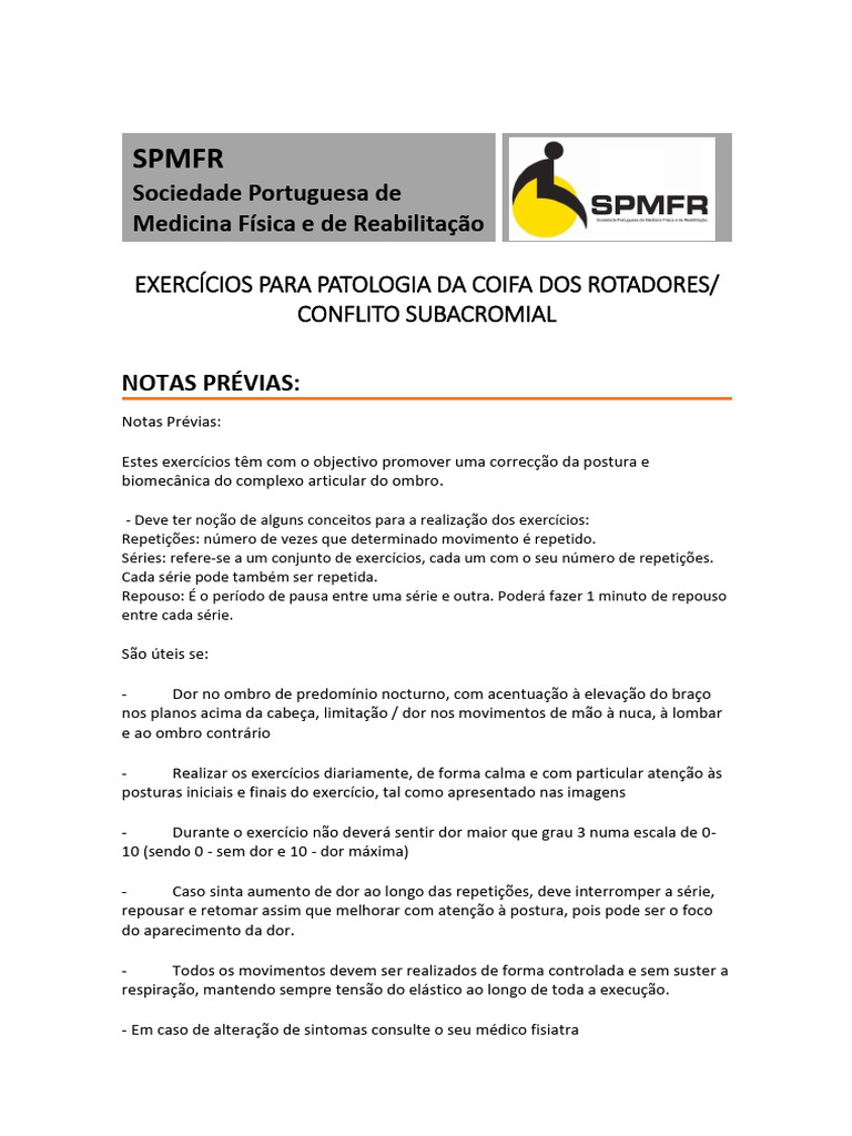 Exercícios para Coifa dos Rotadores | PDF | Dor | Músculo