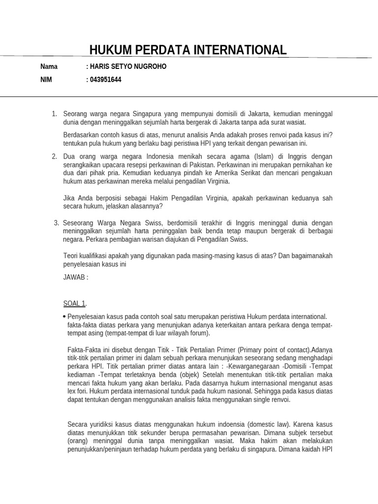 Tugas 2 Hukum Perdata International | PDF
