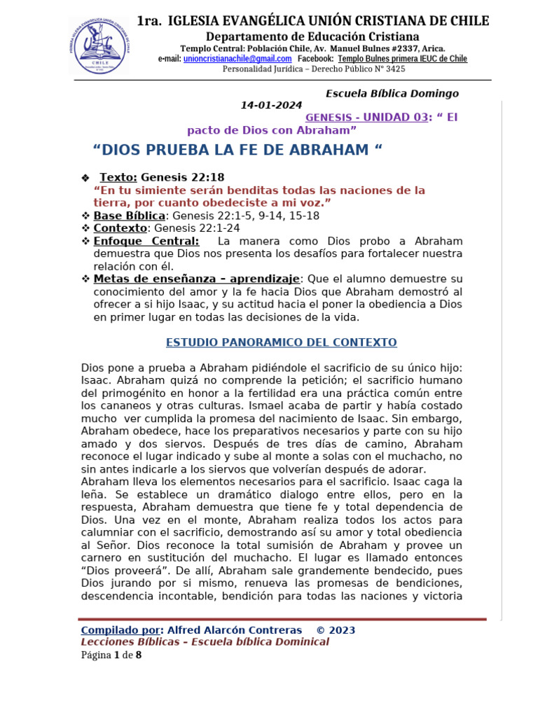 GENESIS UNIDAD 03 - leccion N. 05 DIOS PRUEBA LA FE DE ABRAHAM | PDF ...
