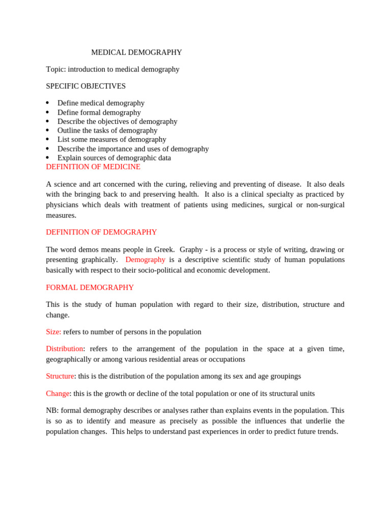 Demography Notes 2 2 Pdf Demography Total Fertility Rate