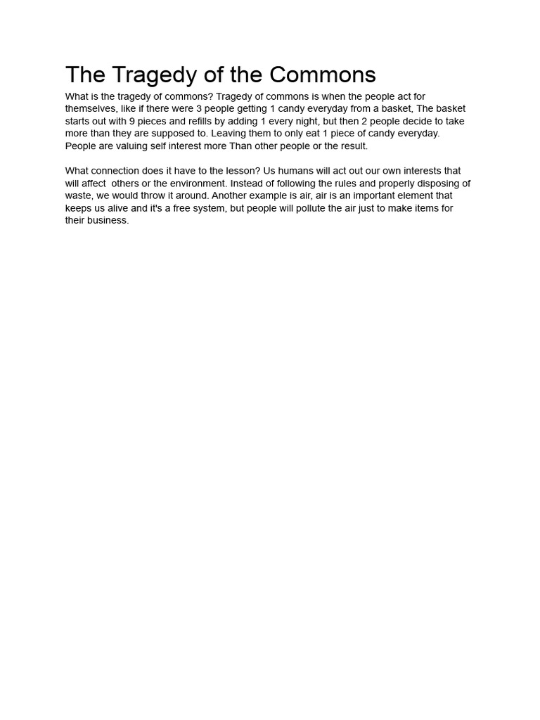 Understanding the Tragedy of the Commons | PDF