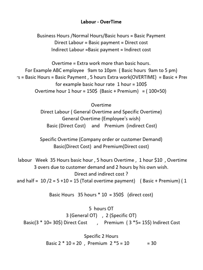 Direct Labour Overtime | PDF