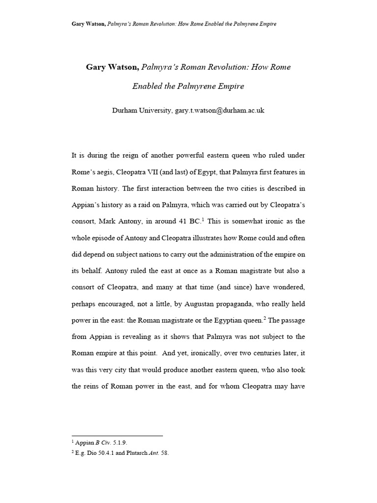 Palmyra's Roman Revoluti-How Rome Enabled The Palmyrene Empire | PDF ...
