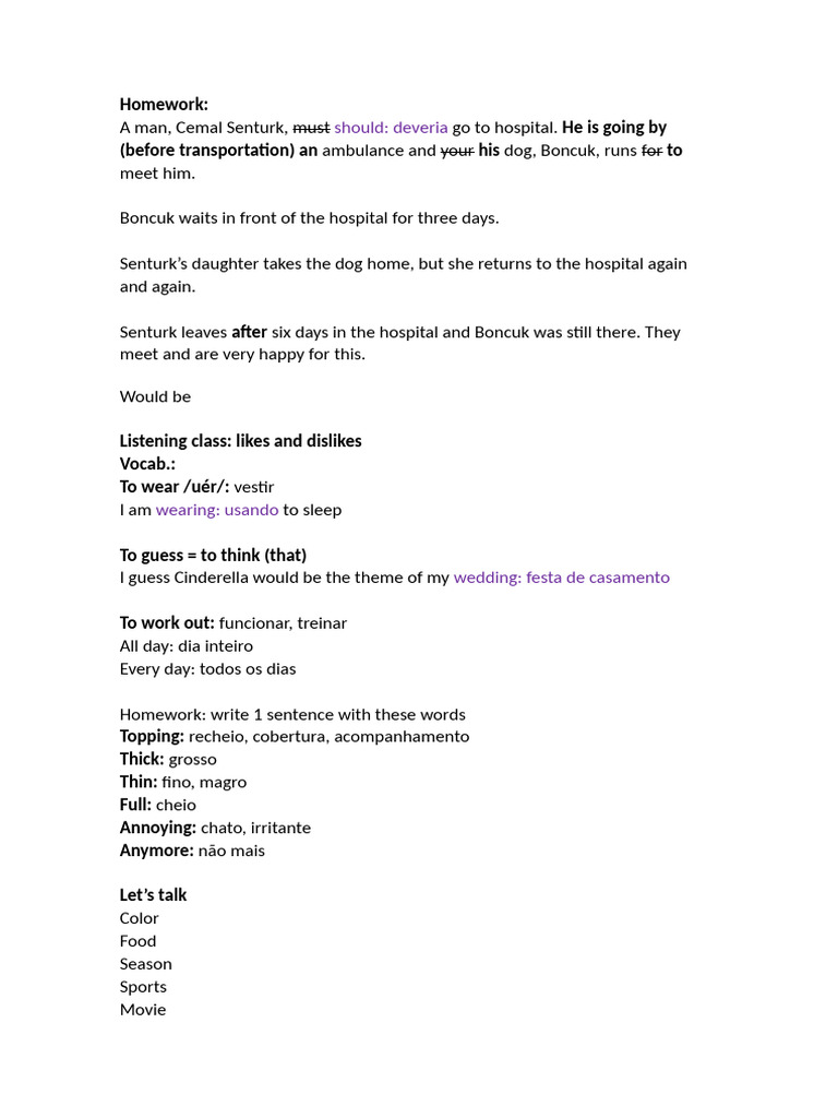 Samylle. Listening Class - Likes and Dislikes | PDF