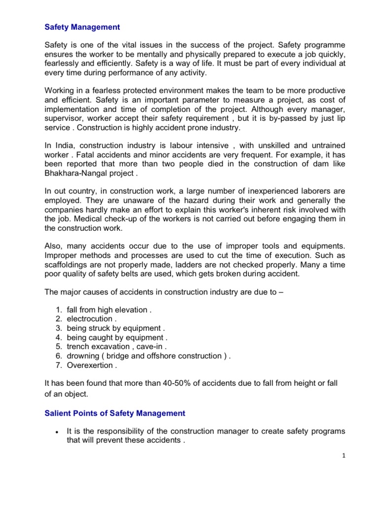 Safety in Project Management Overview | PDF