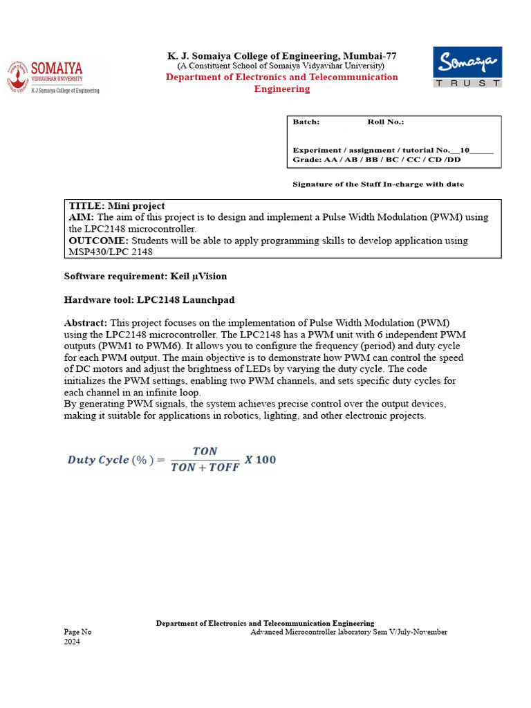 EXP10 - Miniproject Final | PDF | Electrical Engineering | Electronics