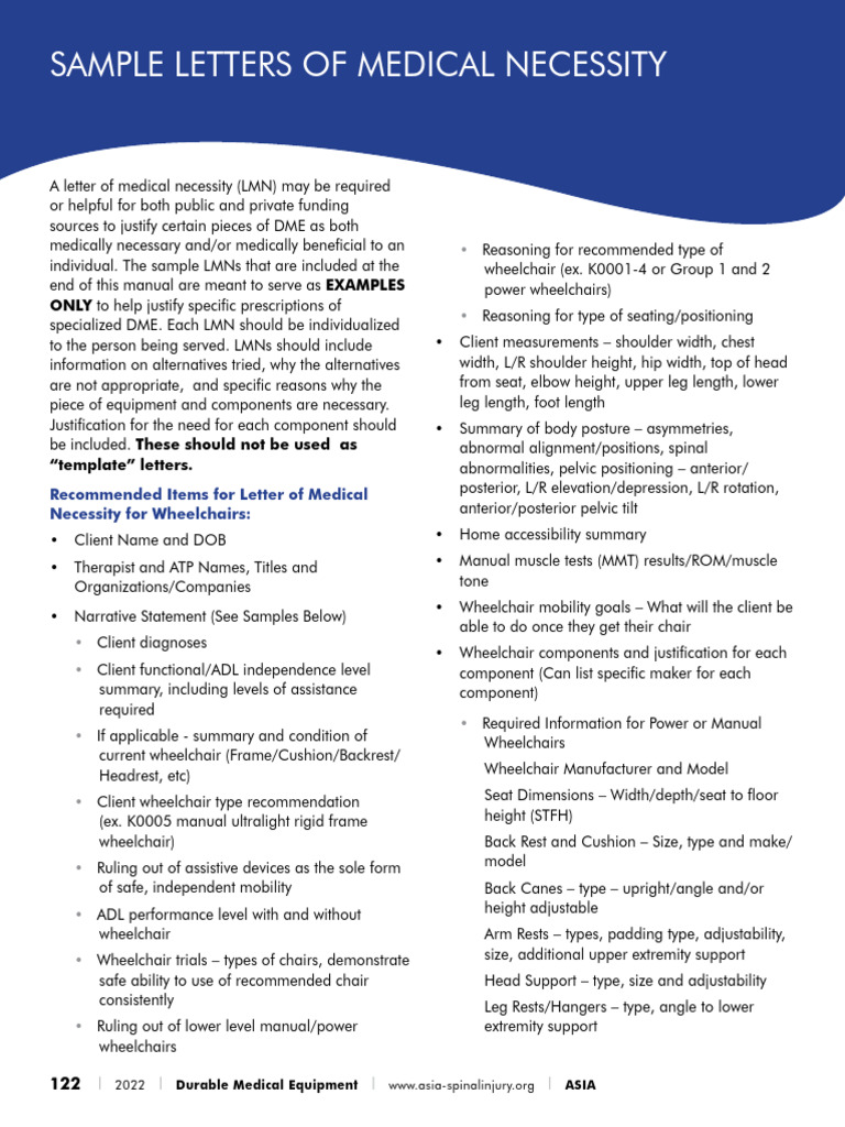 Sample Letters of Medical Necessity | PDF | Wheelchair | Diseases And ...