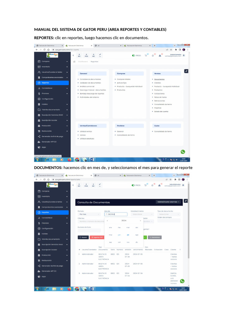 Manual Del Sistema de Gator Peru | PDF | Computadoras
