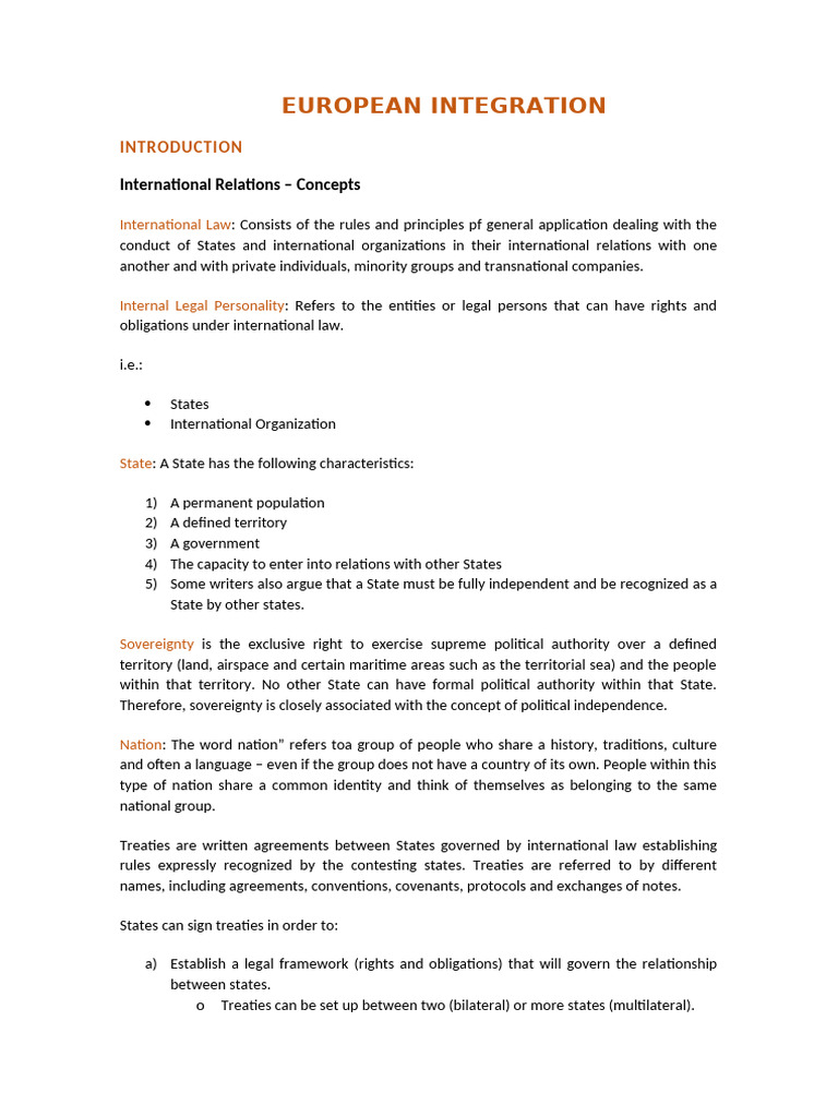 European Integration Notes | PDF | European Economic Area | European Union