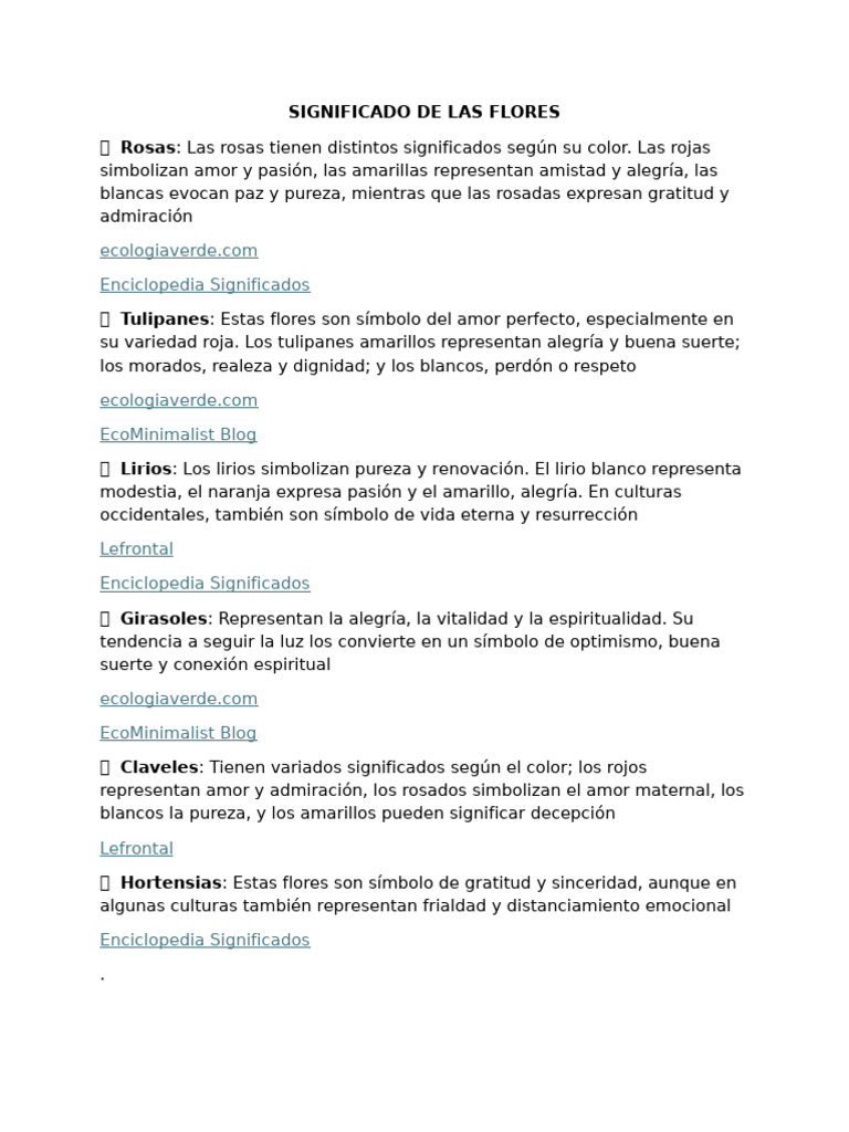 Significado de Flores por Color y Tipo | PDF