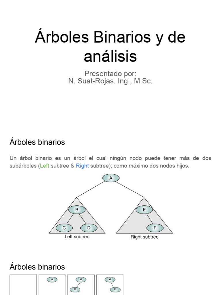 10 árboles Binarios Y De Análisis Pdf Algoritmos Y Estructuras De Datos