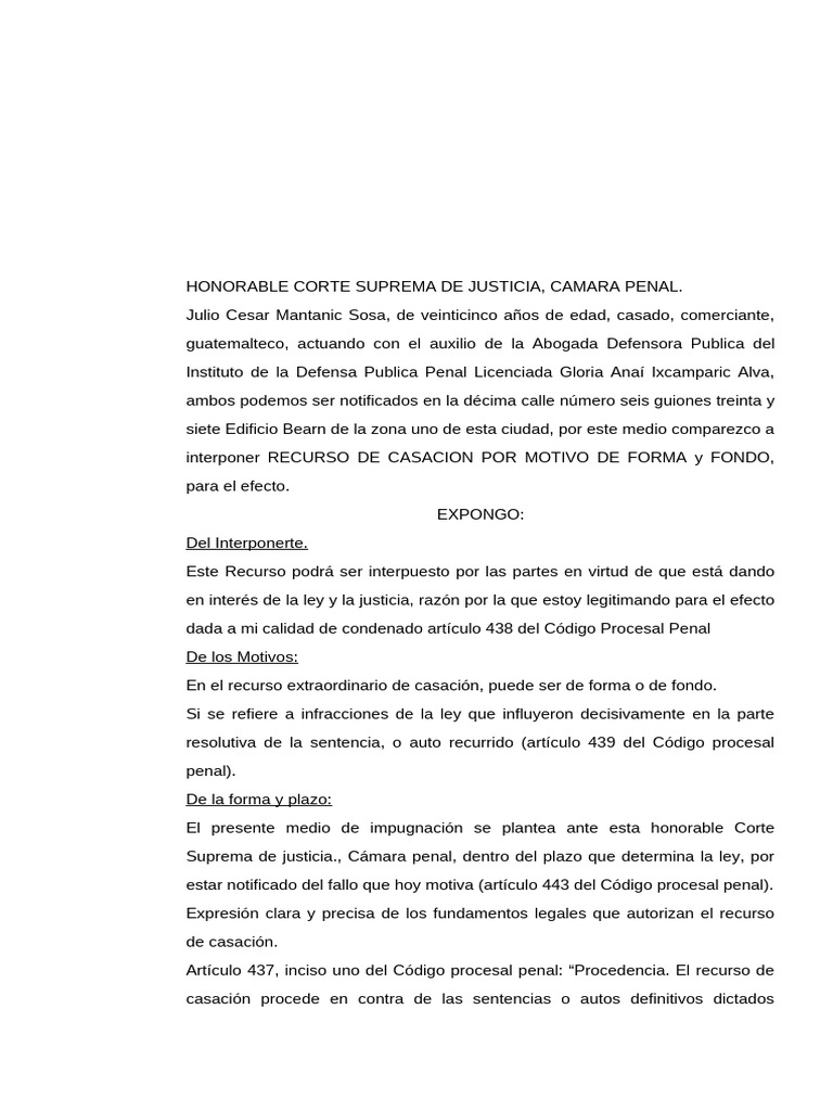 Casacion Fondo y Forma | PDF | Sentencia (ley) | Apelación