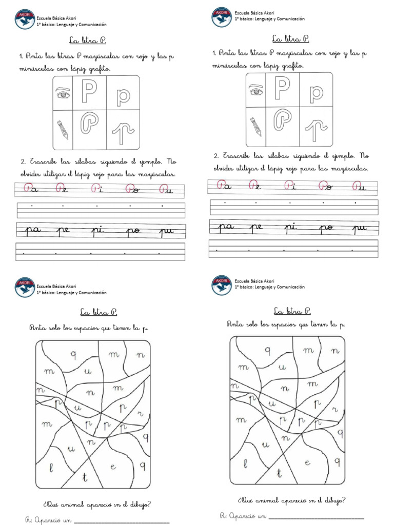 3 Actividades Letra P | PDF | Artes del Lenguaje y Comunicación
