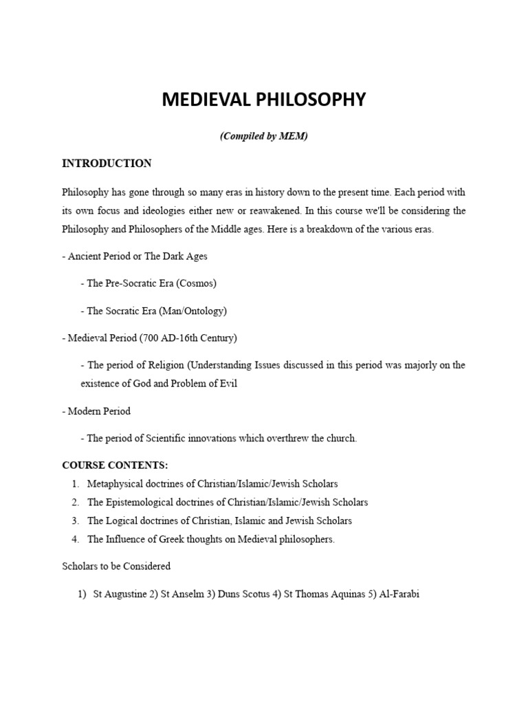 Medieval Philos-Wps Office | PDF | Nous | Medieval Philosophy