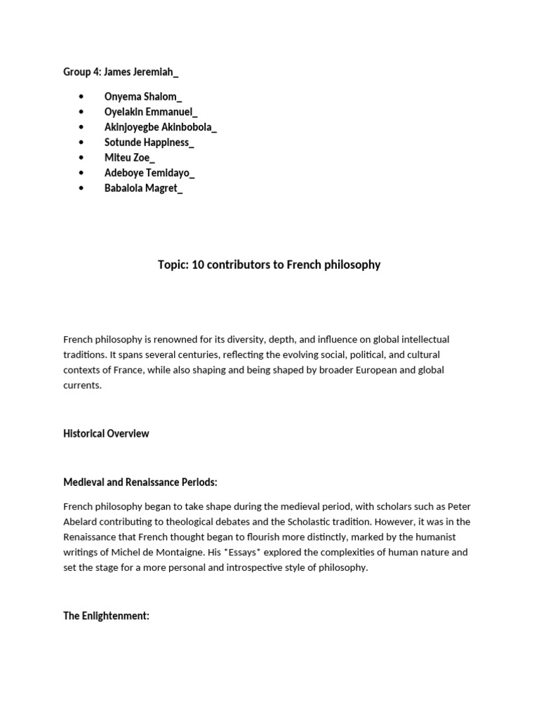 French Philosop-WPS Office | PDF | Existentialism | Age Of Enlightenment