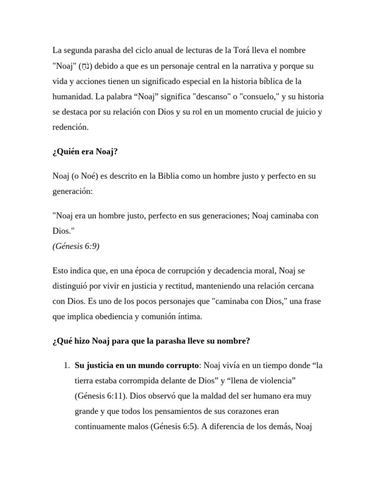 Noaj: Justicia y Redención Bíblica | PDF | Noé | Arca de Noé